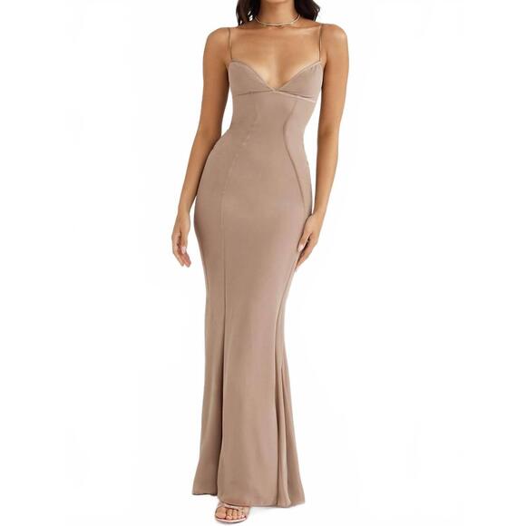 House of CB | Dresses | New House Of Cb Loren Latte Corset Maxi Dress ...
